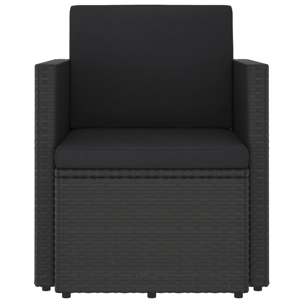 vidaXL Patio Chair with Cushions - Stylish Poly Rattan Outdoor Furniture, Black, Comfortable and Durable for Garden, Balcony and Patio Setting