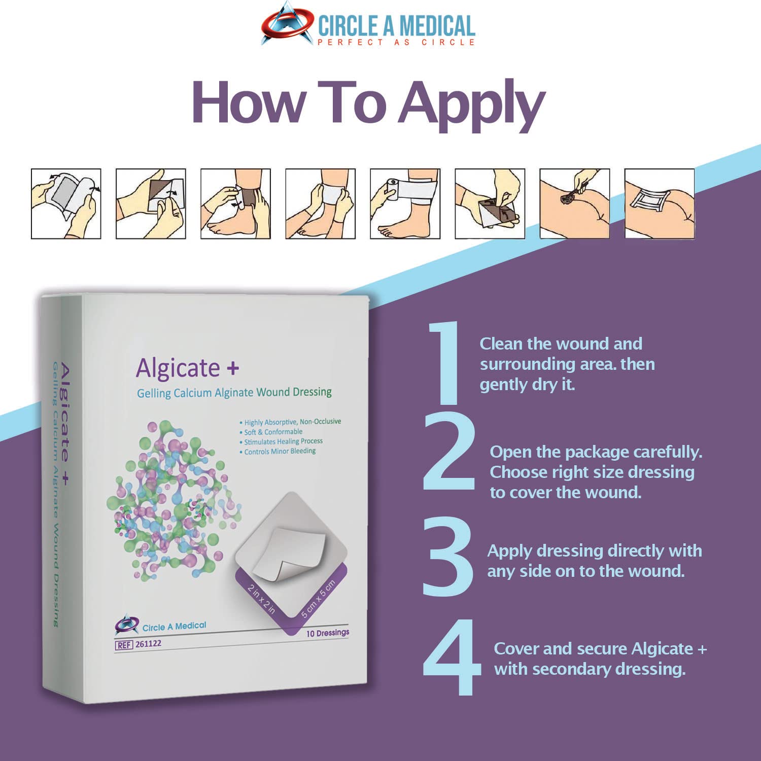 Algicate + Gelling Calcium Alginate Wound Dressing Sterile (2" x 2")