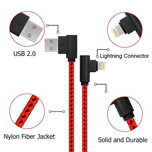 Certified Lightning Cable,iPhone Charger 5 Pack(0.7FT/3FT/3FT/6FT/10FT) Extra Long Nylon Braided USB Charging&Syncing Cord Compatible with iPhone 12/11/Pro/Xs Max/XS/XR/7/7Plus/X/8/8Plus/6S Plus