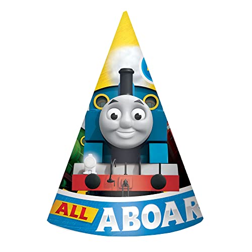 Amscan Thomas The Train Tank & Friends Birthday Party Supplies Decoration Bundle includes Party Cone Hats - 16 Count