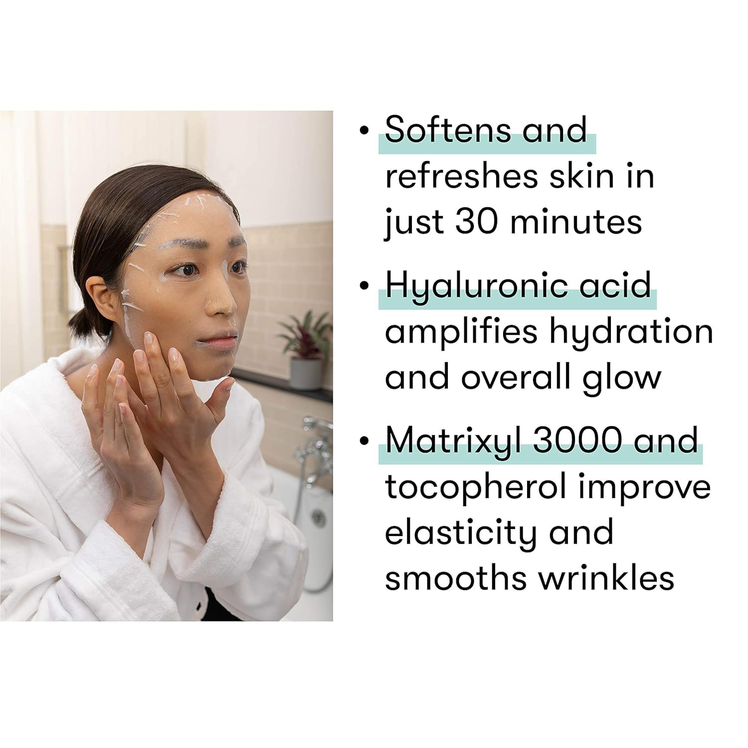 Dermaroller, Silk Face Masks Intensive Hyaluronic Acid Moisturizer with Matriyxl 3000 Tocopherol Boost Collagen Hydrate Dry Skin Reduce Fine Lines Wrinkles SingleUse Masks (1 Pack, 10pc)
