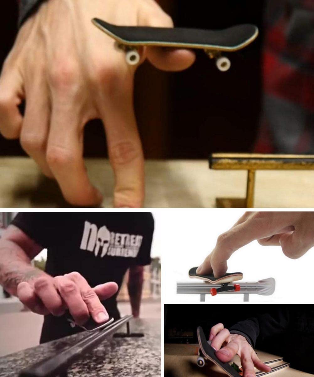 Combort 1Pc Finger Skateboards Fingerboards Sets, Maple Wooden+Alloy Fingerboard Finger Skateboards with Box Reduce Pressure Kids Gifts(Black)