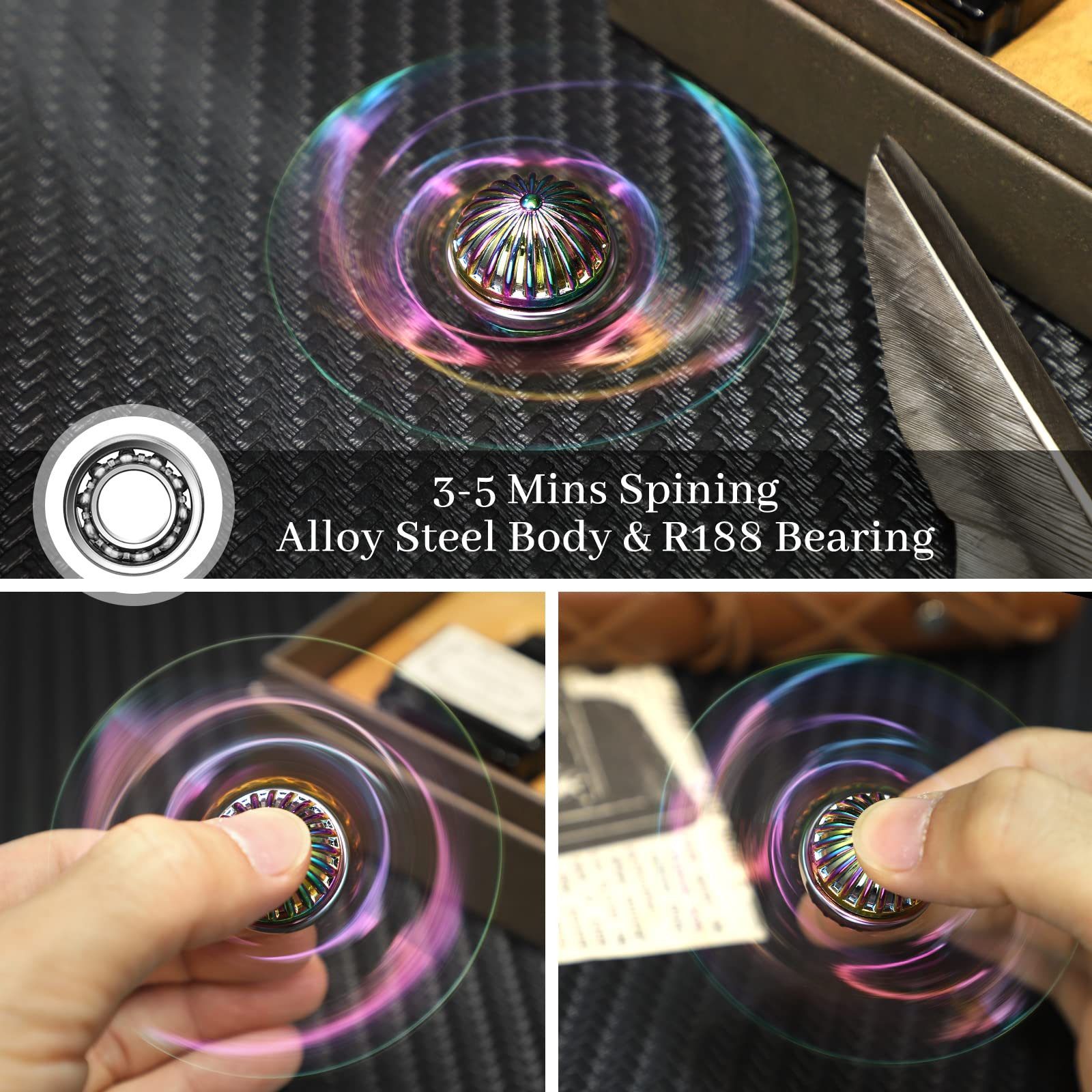 Cool Hammer Fidget Spinners Chain Metal,Rainbow Fidget Spinner for Kids Adults, Spiners Finger Rings, Fidgets Infinity Cube Blocks Party Favors Stress Toy Goody Bag Fillers Stocking Stuffers Gift