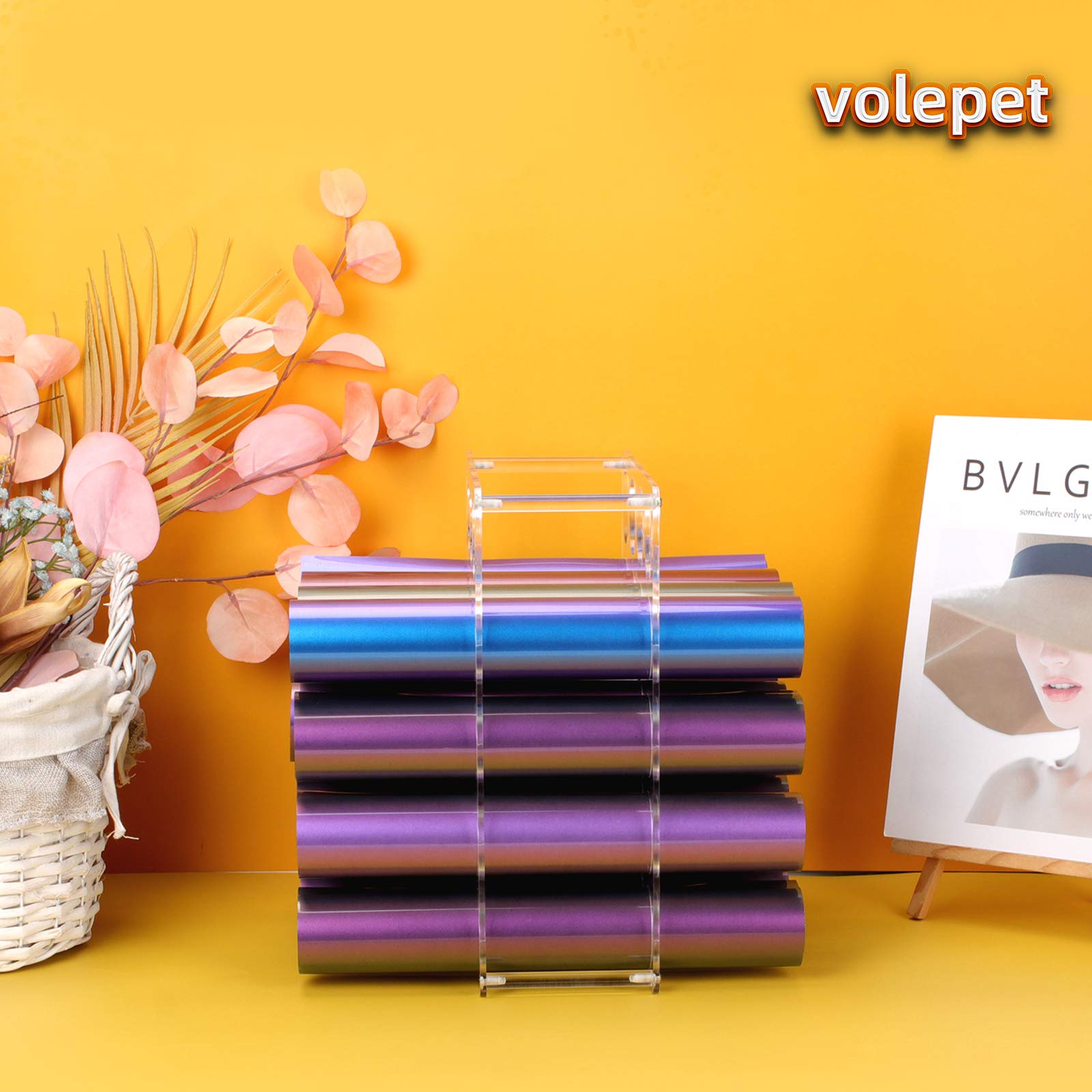 Vinyl Storage Rack 50-Holes Vinyl Holder Acrylic Vinyl Roll Storage for Craft Room, Vinyl Organizer for up to 50 Vinyl Rolls (2-Pack 25Holes)