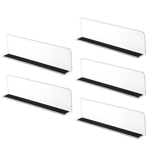 Shelf Dividers for Closet Organization 5pcs Clear Plastic Shelf Separators with Magnet Strip - Shelf Dividers Organizers for Closets Supermarket Home Office - 9.8x2.8 Inch