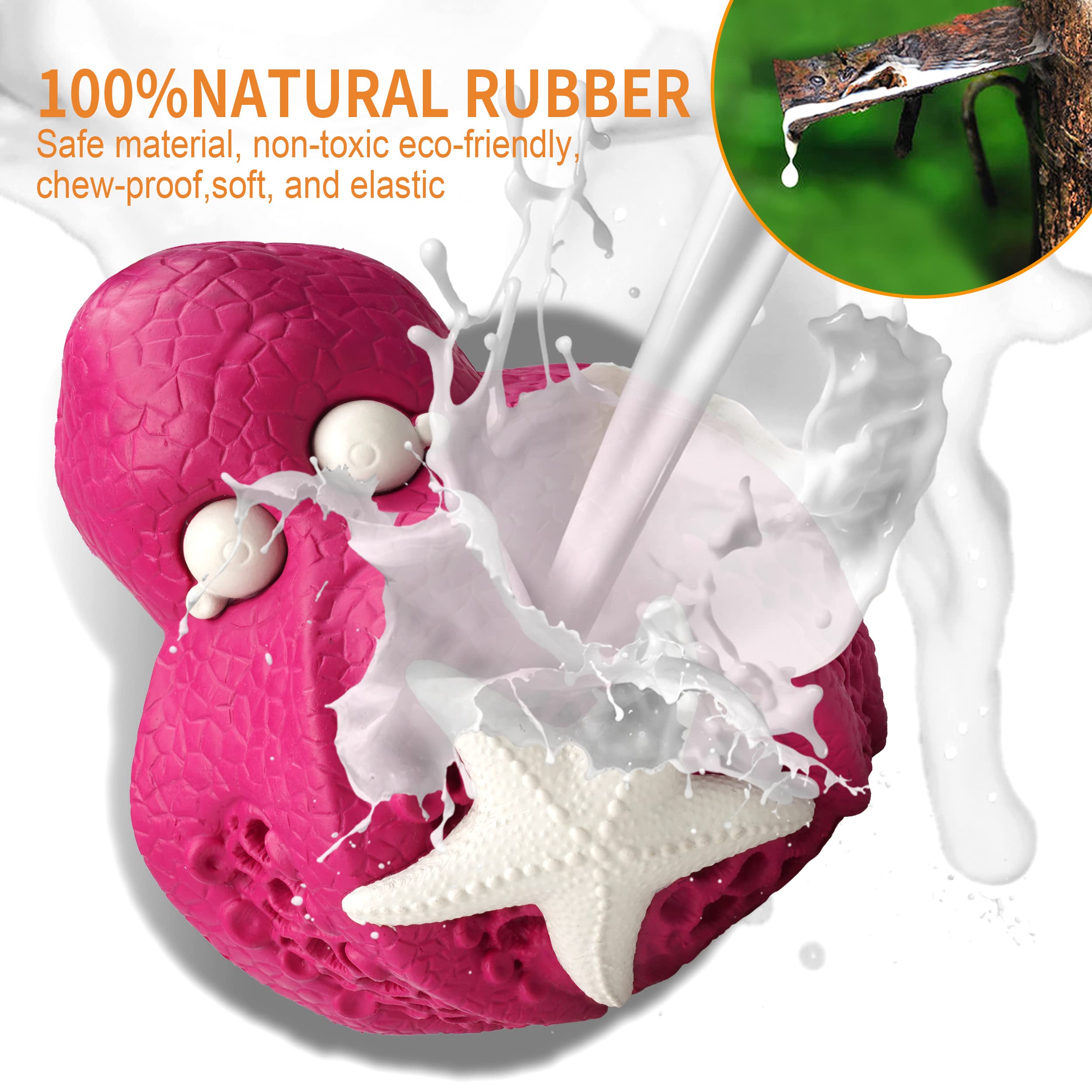 ROYAL PETS USA Indestructible, Durable & Tough Octopus Dog Chew Toy for Aggressive Chewers. Slow Treat Dispensing Interactive Toys for Small, Medium & Large Breed with 100% Natural Rubber & Flavor.