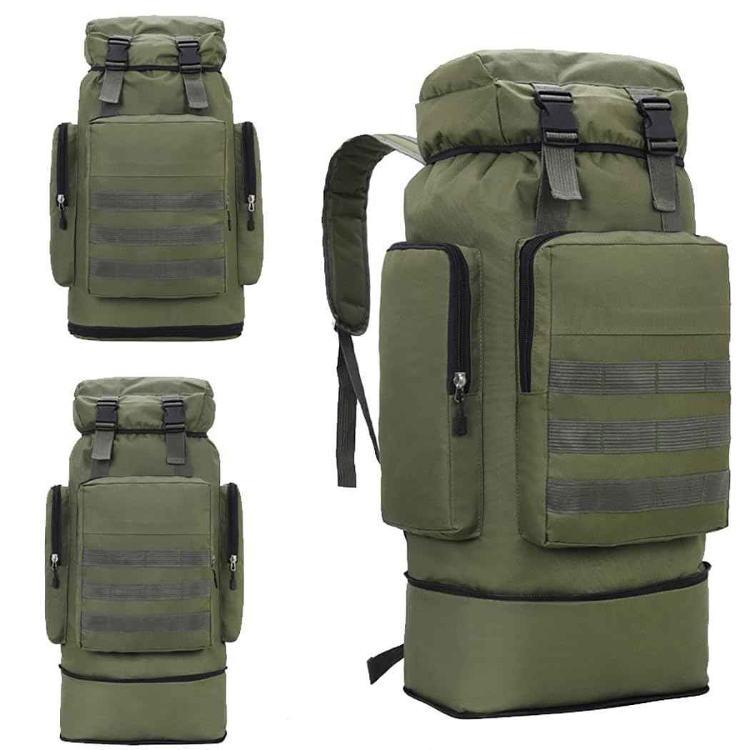 Aeseark Climbing Bags-70L Hiking Backpack Waterproof Military Camping Rucksack Traveling Bag Daypack (Black-70L)