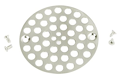 Artiwell 4’’ Shower Strainer Drain Trim Set, Solid Brass Screw-in Shower Strainer Drain Cover, Replacement Strainer Grid by Artiwell, Machine & Self-Tapping Screws Included (Brushed Nickel)