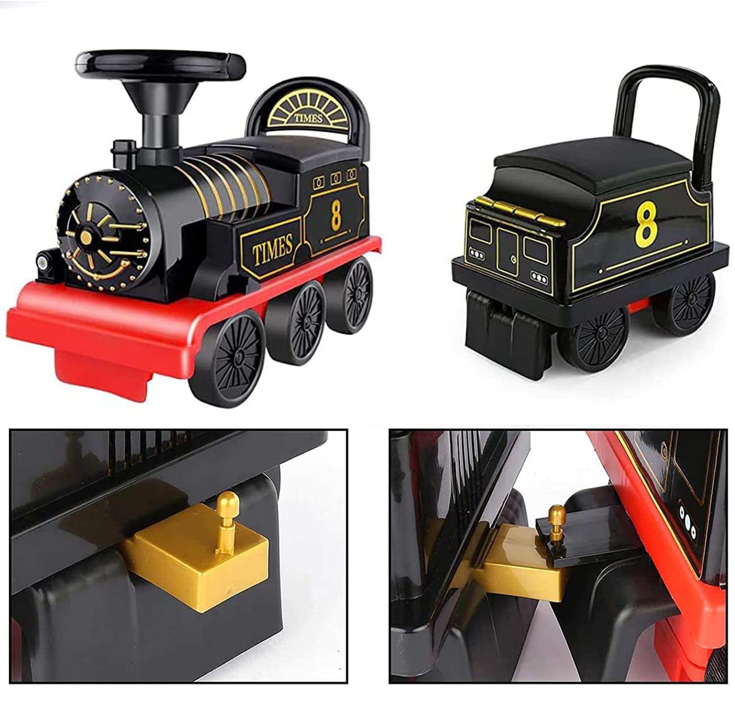 DoxiGlobal 2 in 1 Ride on Train Toys Electric Train Set trackless Cargo Car with Music for Kids Toddler Boys Birthday Gifts (Train)