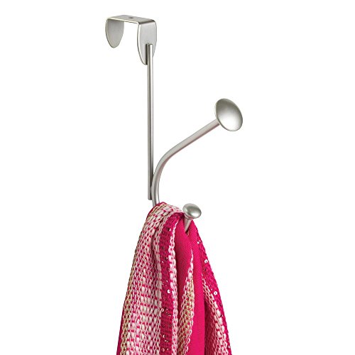InterDesign Pello Over Door Organizer Hook for Coats, Hats, Robes, Clothes or Towels โ Dual Hook, Satin