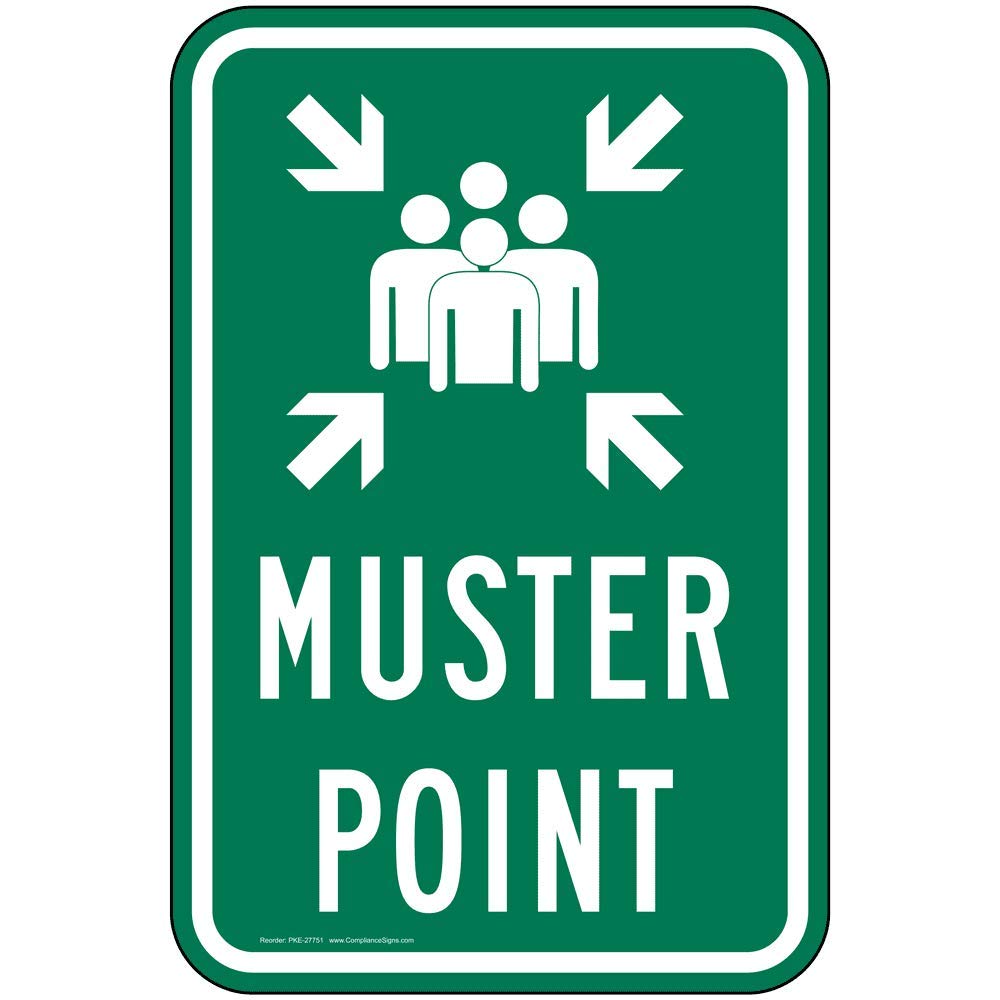 ComplianceSigns.com Muster Point Sign, Reflective Green, 18x12 Inch on 80 mil Aluminum for Emergency Response