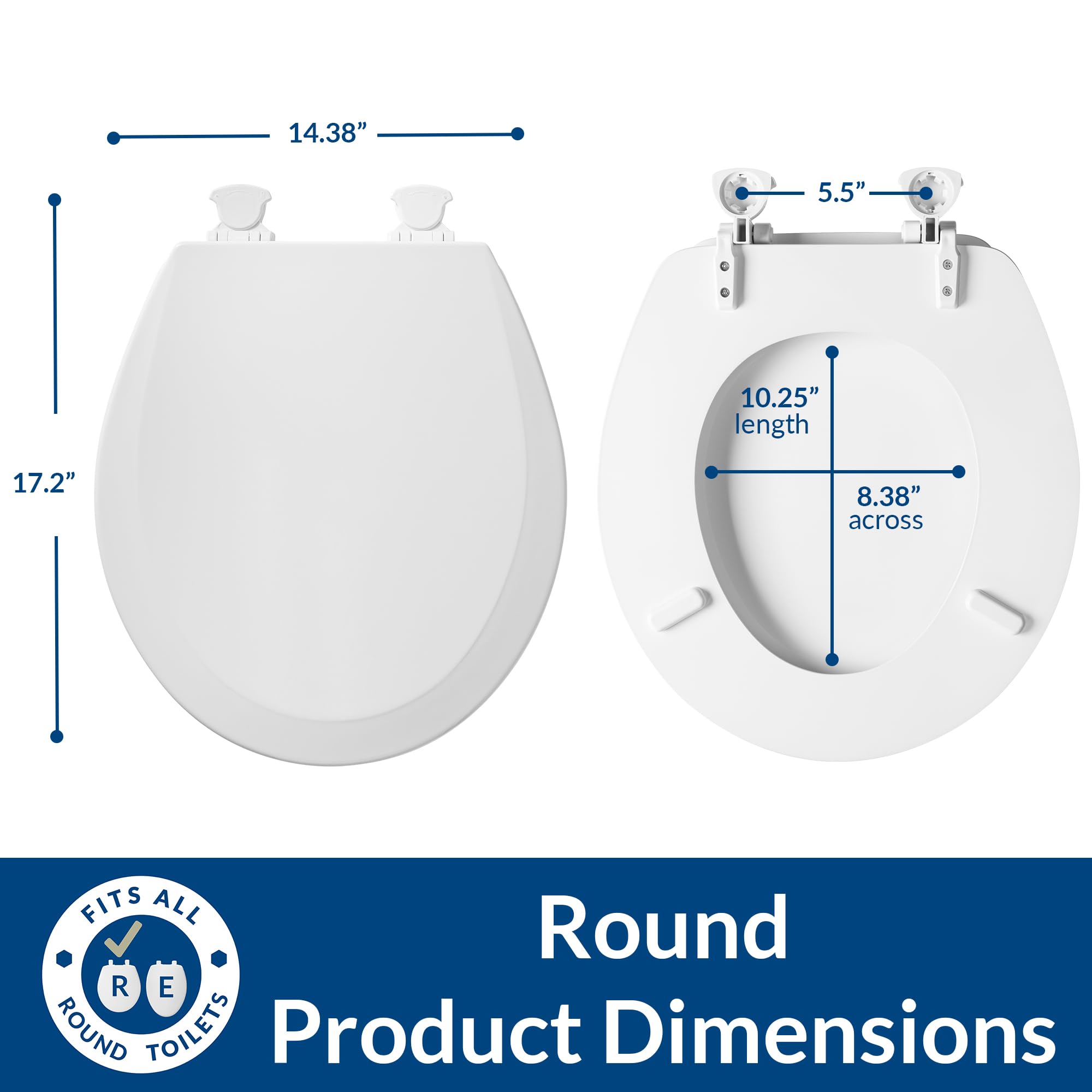 Bemis 500EC 062 500EC062 Toilet Seat, 1 Pack Round, Ice Grey