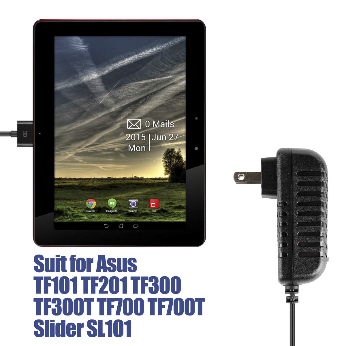 ELENKER Tablet Charger and USB 3.0 Data Sync Cable Cord for Asus Transformer EeePad TF101 TF201 TF300 TF300T TF700 TF700T Slider SL101