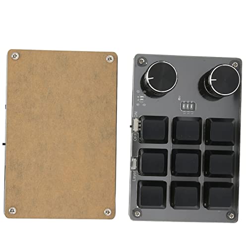 Acogedor Mini 9 Keys Wired USB and Wireless OSU Keypad Mechanical Gaming Keyboard with Dual Knobs, DIY Programmable Keypad for Office, Media