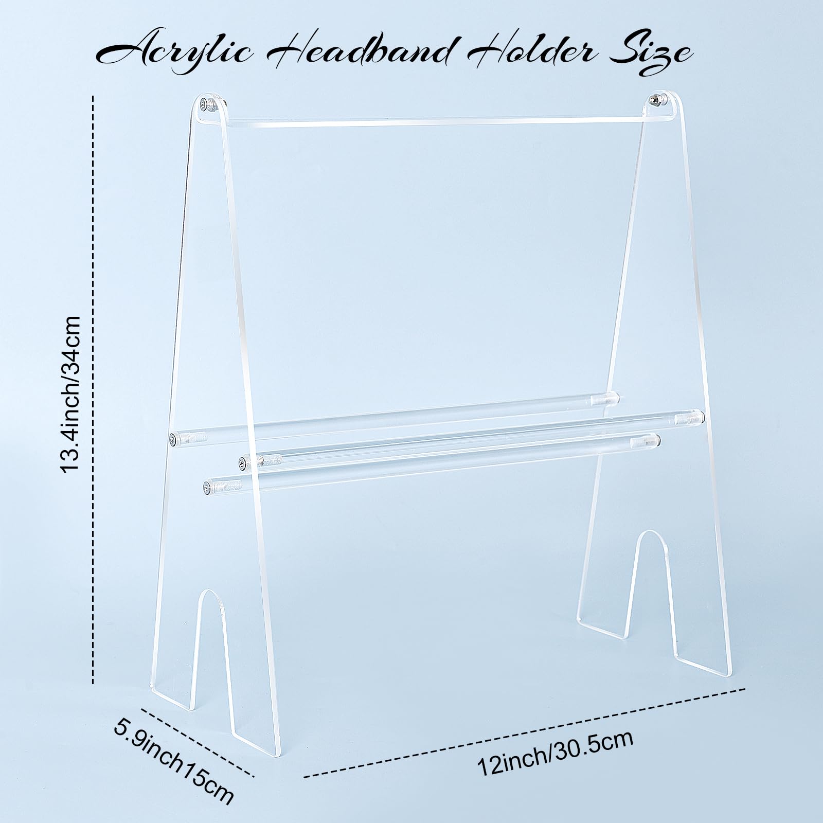 AOFLLU Headband Holder Headband Organizer, Acrylic Headband Holder Organizer, 2-Tier Clear Headband Display Stand, Headband Storage Rack for Girls and Women 13.4in Height
