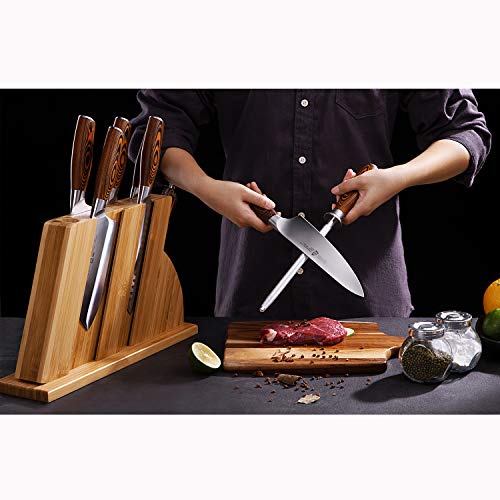 TUO Chef Knife Kitchen Knives Chefs Knife, High Carbon German Stainless Steel Cutlery Rust Resistant, Pakkawood Handle Luxurious Gift Box 8 inch Chopper Fiery Phoenix Series
