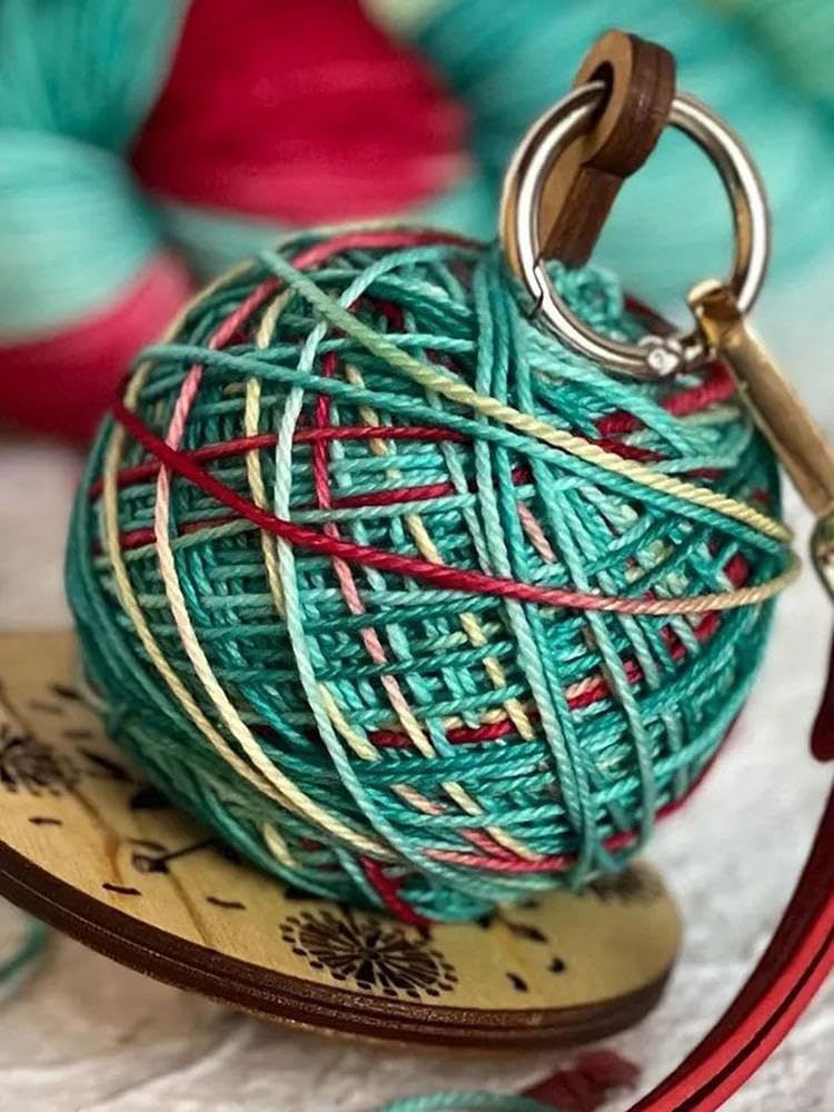 Wood Yarn Holder | Portable Wooden Yarn Holder with Wrist Strap | Knitting Crocheting Embroidery Accessories for Hats, Cardigans, Sweaters, Socks, Blankets, Handicrafts
