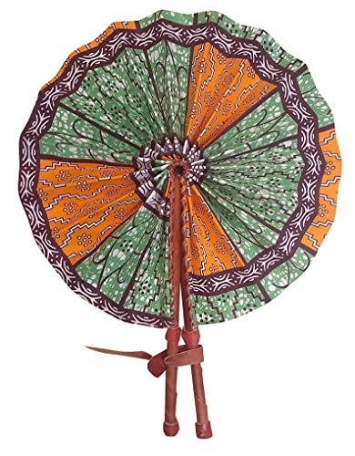 African Folding Hand Fan Seven Dot Quality Fabric