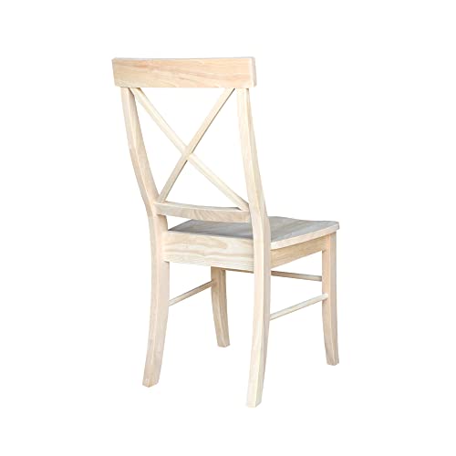 International Concepts Pair of X-Back Dining Chairs, Unfinished Wood