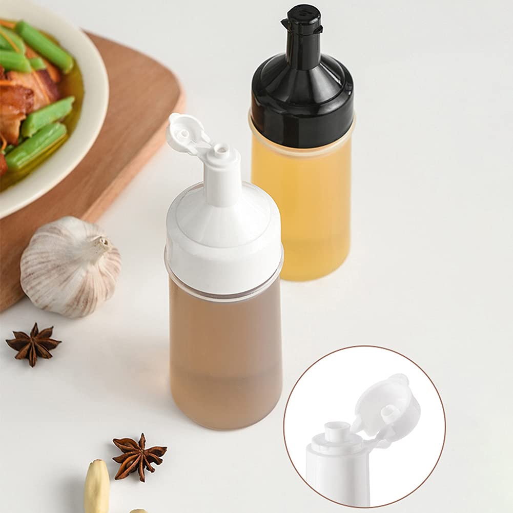 AKOAK 1 Pack 250 ml (8.45 oz) Plastic Extrusion Bottle Pressing Oil Bottle Multi-function Condiment Dispenser Household Kitchen Tomato Salad Jam Bottle (White)