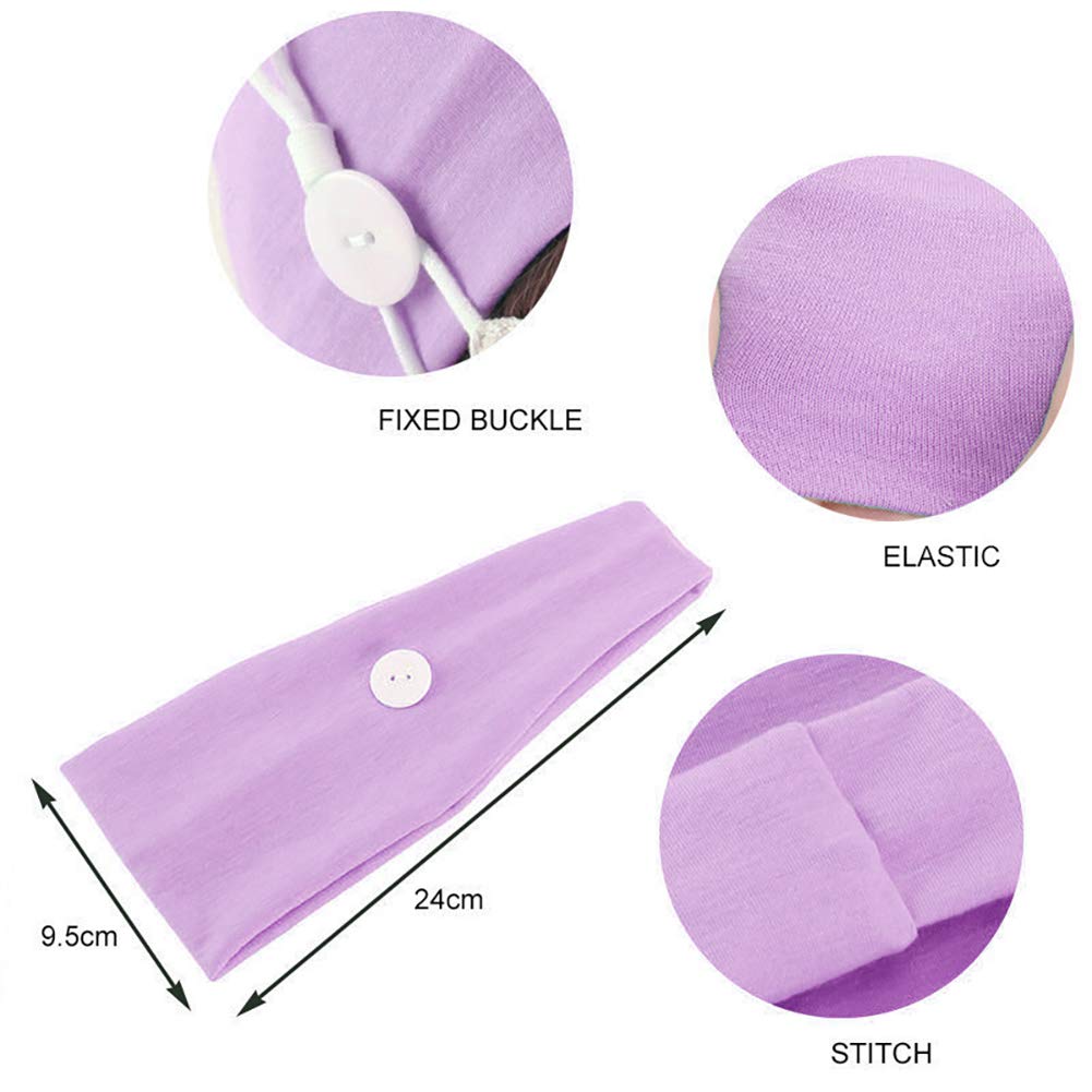 Amandir 4 Pack Headband with Buttons for Women Ear Protection Holder Elastic Headbands for Nurse Womens Workout Button Head Wrap Spa Yoga Headbands