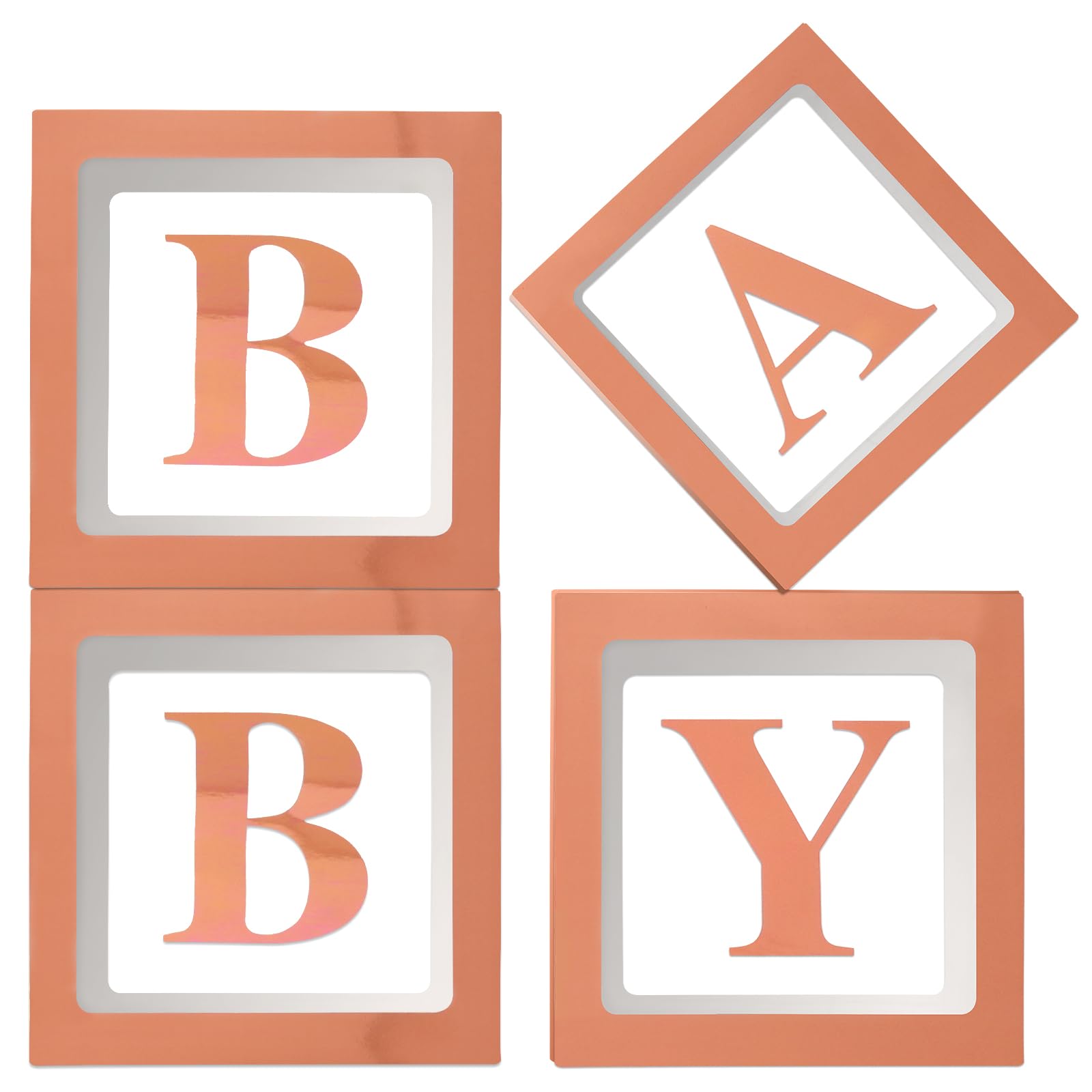 RUBFAC Baby Boxes with Letters for Baby Shower Silver Clear Block Box Transparent Balloon Boxes Birthday Party Decoration Gender Reveal Gift Box
