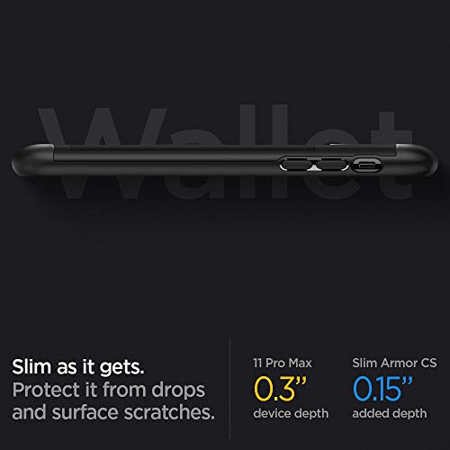 Spigen Slim Armor CS Compatible with iPhone 11 Pro Max Case, 2-Piece Card Slots TPU Mobile Phone Case for iPhone 11 Pro Max Case Black 075CS27139