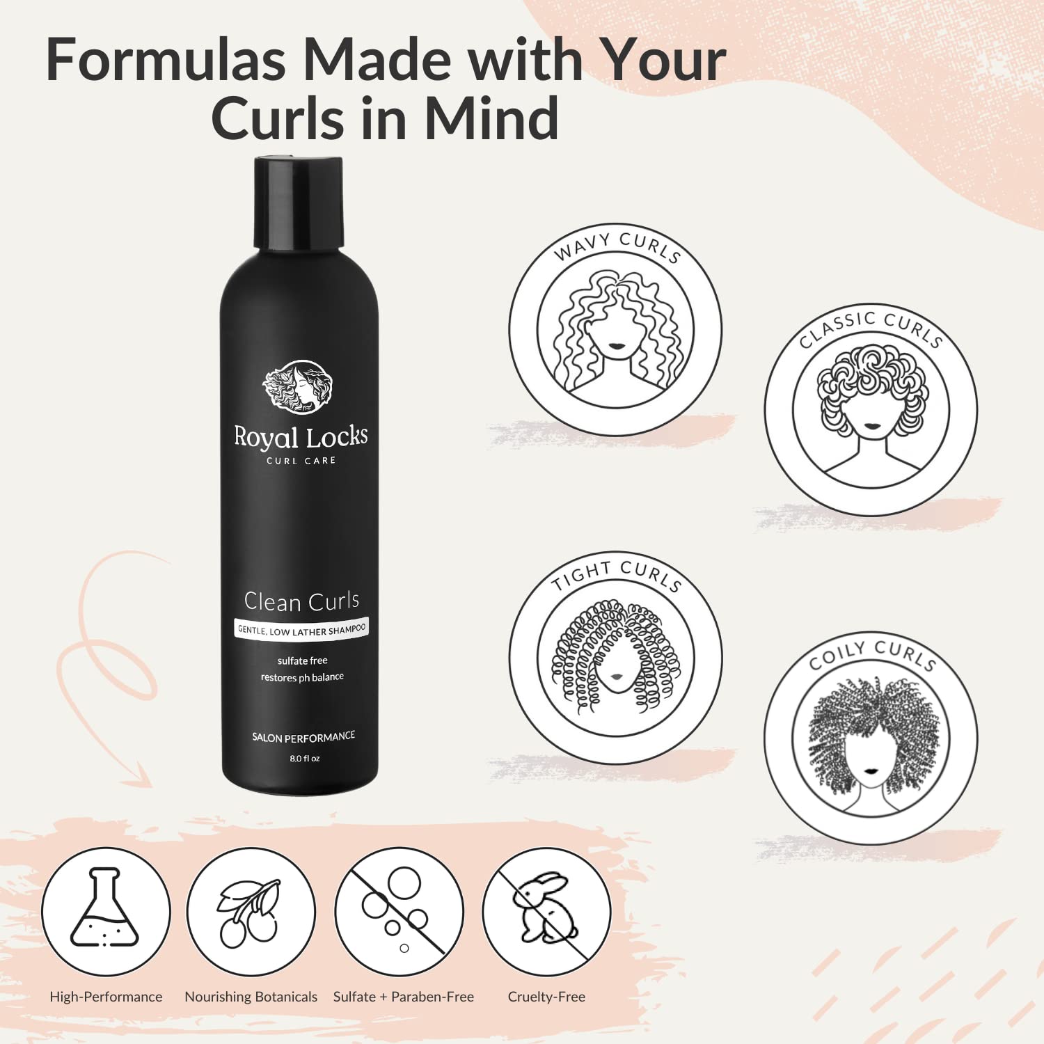 Curly Hair Shampoo by Royal Locks . Clean Curls is Sulphate and Paraben Free . Gentle and hydrating for curly , dry , damaged , grey , permed , or fine hair.