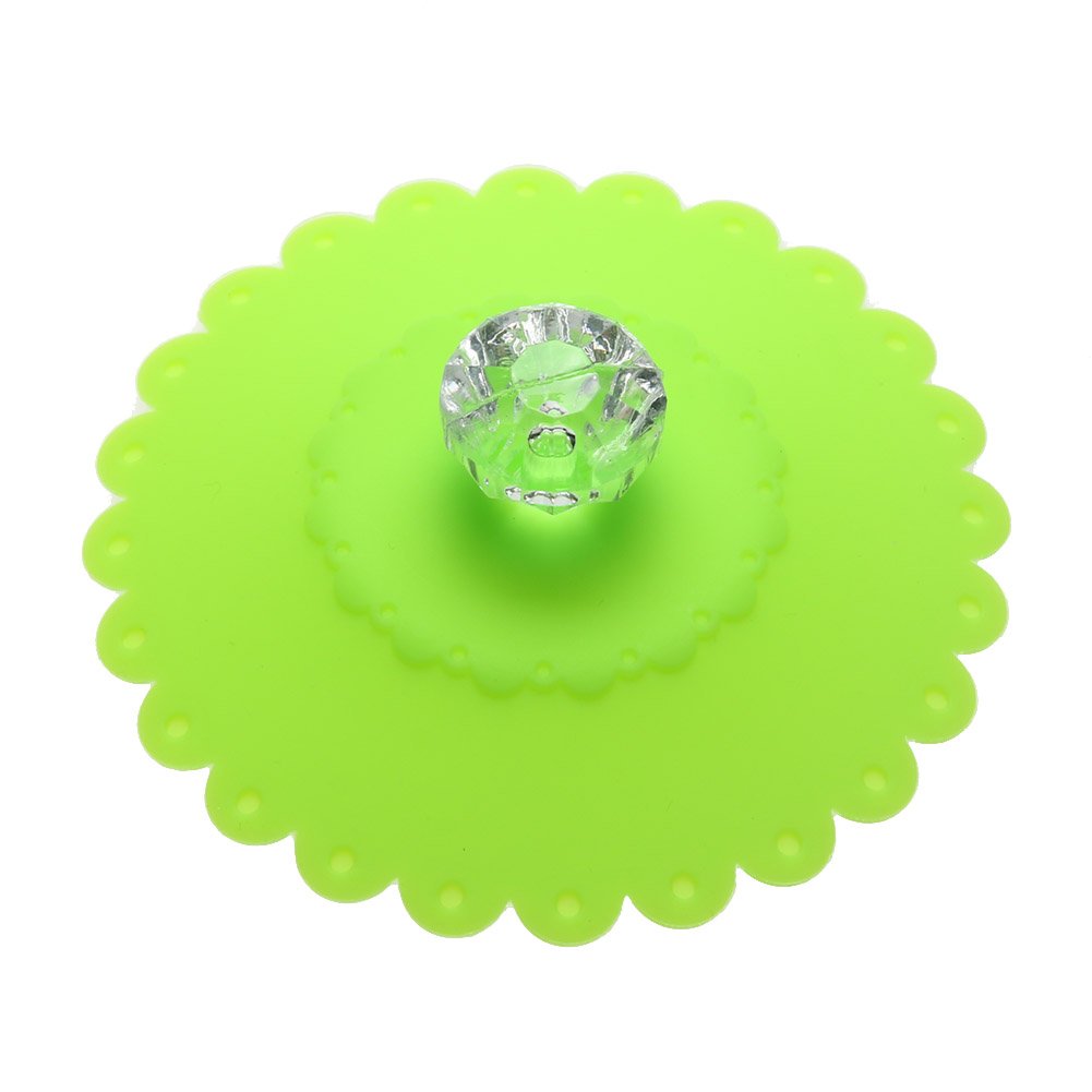 AKOAK 2 PCS New Cute Anti-dust Silicone Acrylic Diamond Glass Cup Cover Coffee Mug Suction Seal Lid Cap,Light Pink and Green