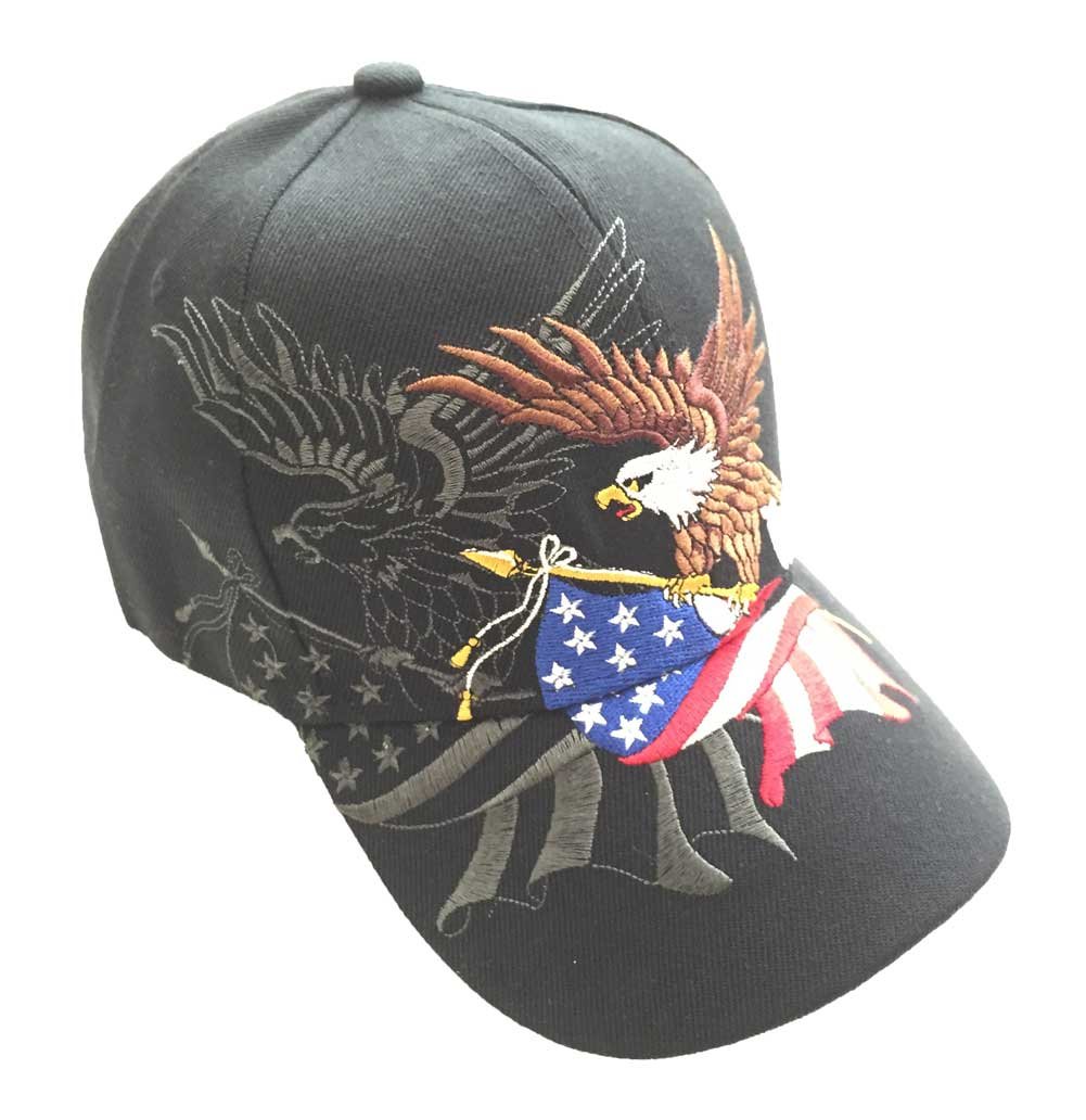 aesthetinc Patriotic American American Flag Design Baseball Cap with USA 3D Embroidery (Black)