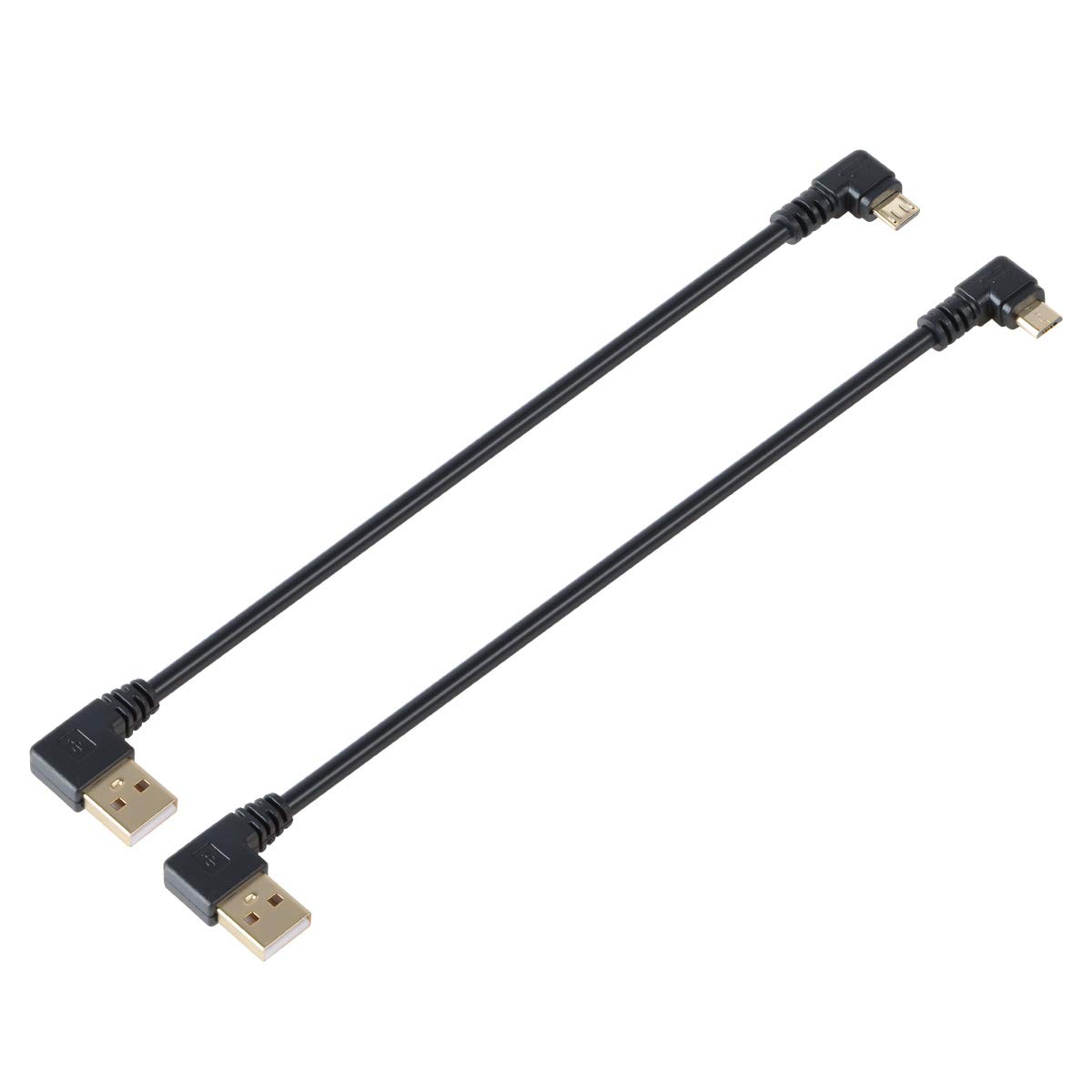 TENINYU Combo-Pack Left/Right Angle USB Cable 5.5 Inches for TV Stick and Power Bank - 90 Degree USB to Micro USB Cable for Roku TV Stick and More