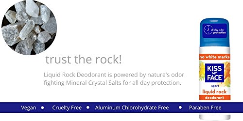 Kiss My Face Liquid Rock Roll-On Deodorant, Sport, Aluminum Chlorohydrate Free Deodorant For Women And Men, With Added Willow Bark and Mineral Crystal Salts, 3 Oz Roll On