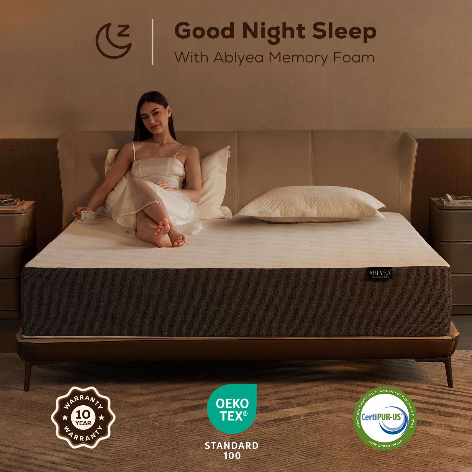 Ablyea King Mattress 10 Inch Gel Memory Foam Mattress in a Box - CertiPUR-US Certified/Pressure Relief/Medium Firm King Size Bed Mattresses