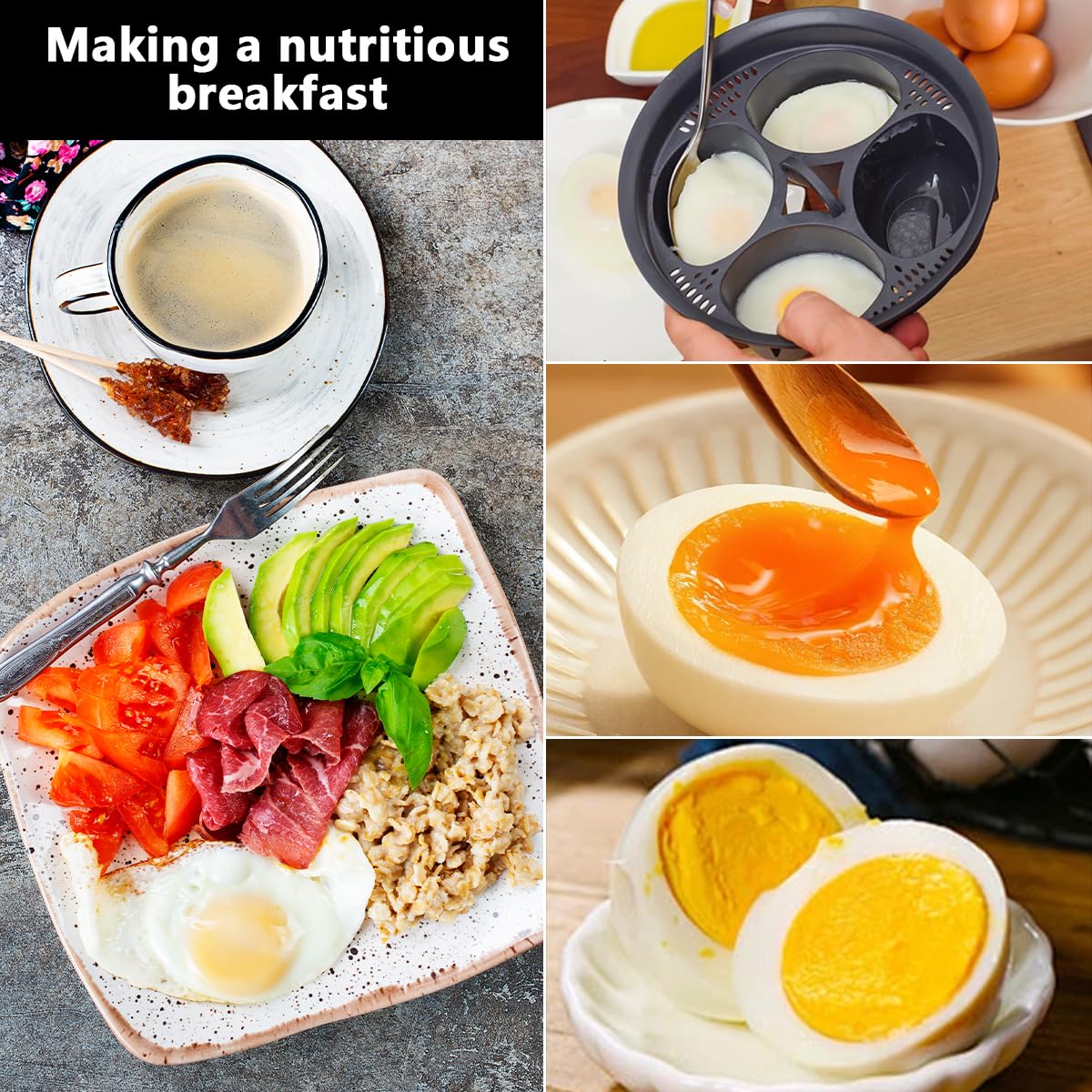 RAUWIZX 4-in-1 Egg Steamer, Silicone Egg Bite Molds for Instant Pot and Egg Steamer, Poached Egg Cups, Food-Grade Safe Materials, PFOA-Free, Ideal for Breakfast, Healthy Snacks or Desserts