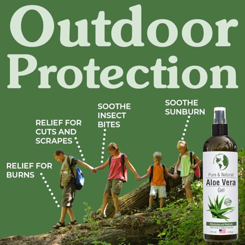 Earth's Daughter Organic Aloe Vera Gel from 100% Pure and Natural Cold Pressed Aloe β Moisturizes - Great for Face - Hair- Sunburn - Aftershave - Bug Bites - 12 oz.