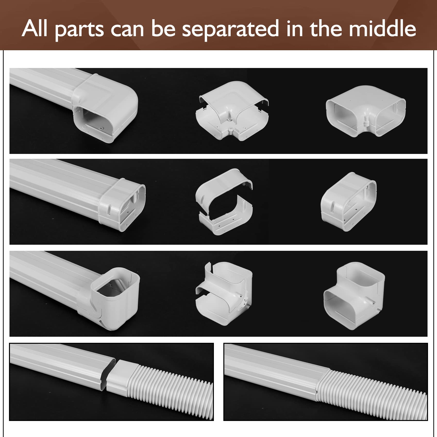 BJADE'S Mini Split Line Set Cover,4'' 16.5 Ft PVC Decorative Line Set Cover Kit for Central Air Conditioner & Heat Pump