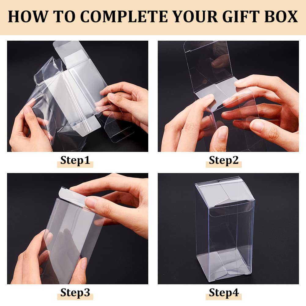 BENECREAT 20PCS Clear Wedding Favour Boxes 4x2x2 Rectangle PVC Transparent Gift Boxes for Candy Chocolate Valentine