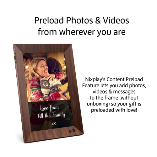 Nixplay 10.1 inch Smart Digital Photo Frame with WiFi (W10F) - Wood Effect - Share Photos and Videos Instantly via Email or App