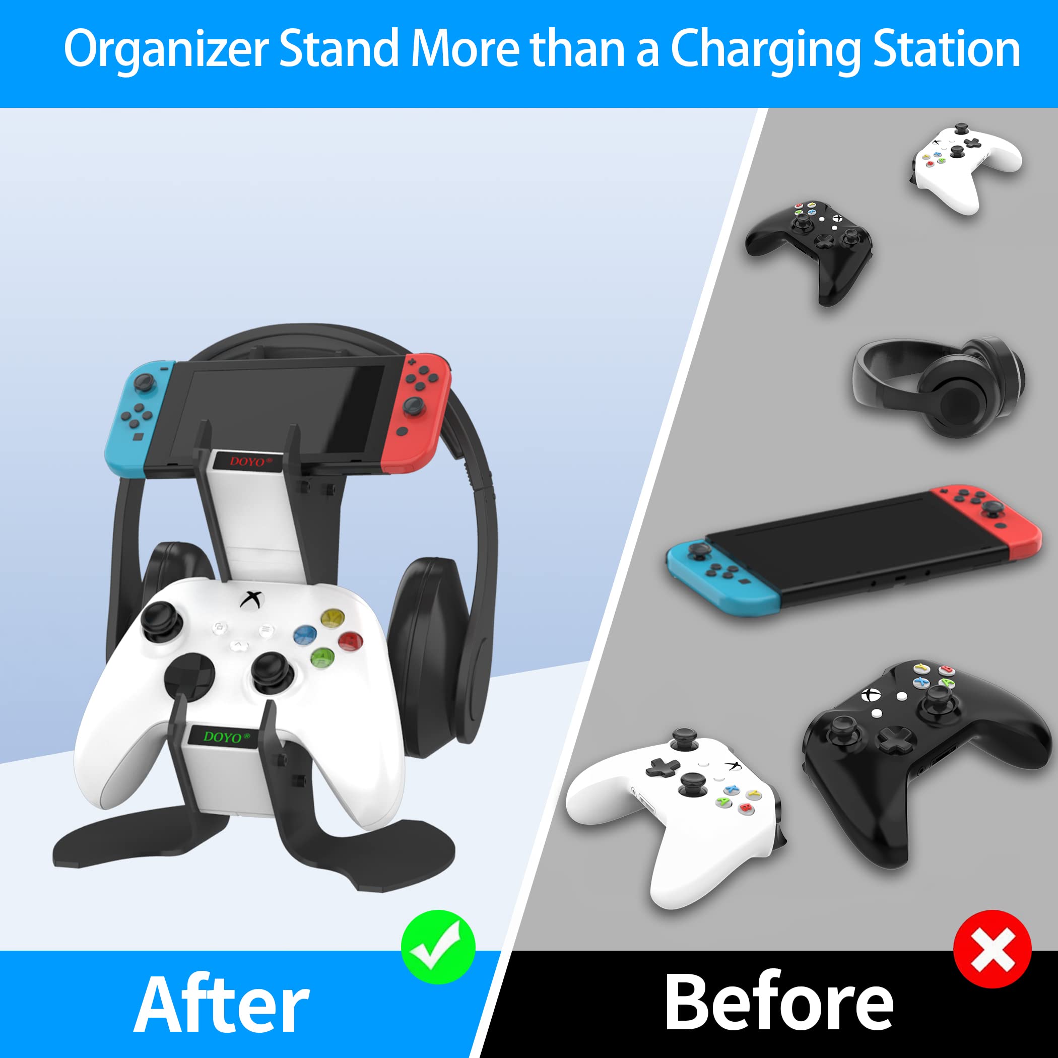 Controller Charger for Xbox Series X S - Wireless Controller Charging, Charger with 2 Pack Rechargeable Battery by DOYO(Black)