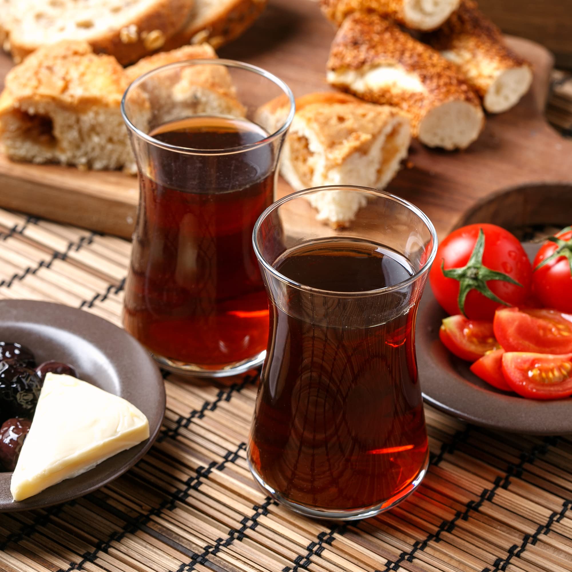 Volarium Turkish Tea Glass Cups: Traditional Tea Set of 6 with Modern Design, Tea Mugs and Coffee Mugs Clear Glasses, 5 ¾ OZ
