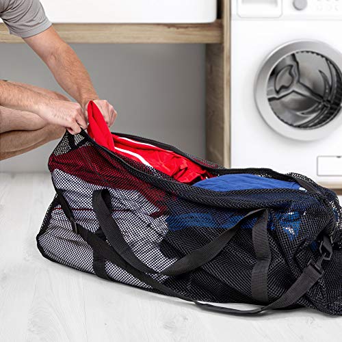 Champion Sports Mesh Duffle Bag with Zipper and Adjustable Shoulder Strap, 15β x 36β, Black - Multipurpose, Oversized Gym Bag for Equipment, Sports Gear, Laundry - Breathable Mesh Scuba and Travel Bag