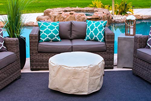 AKOYA Outdoor Essentials 30" Fiber Concrete Outdoor Propane Gas Fire Pit Table Bowl in Gray