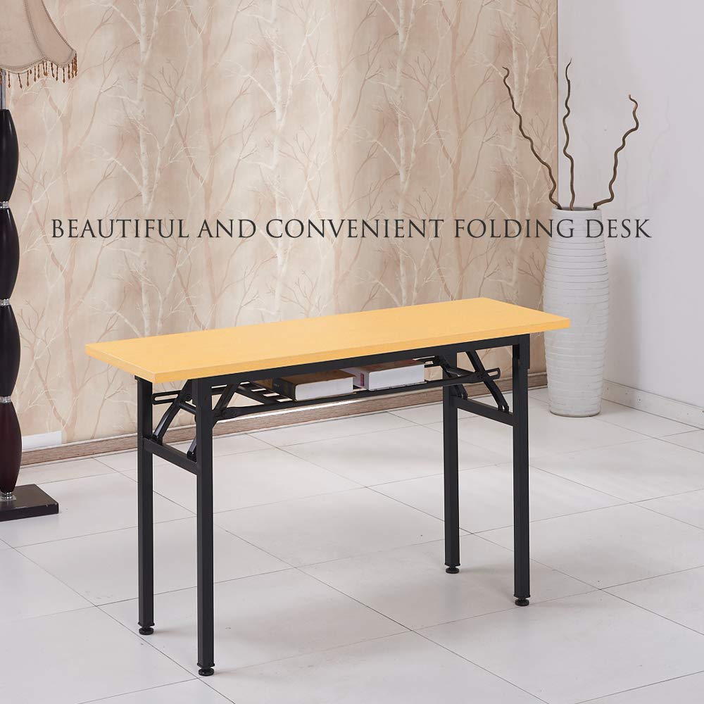 ANGIEHAIE Folding Computer Desks Home Office for PC/Laptop Small Student Writing Desk with Storage Drawer Without Assembly, Yellow