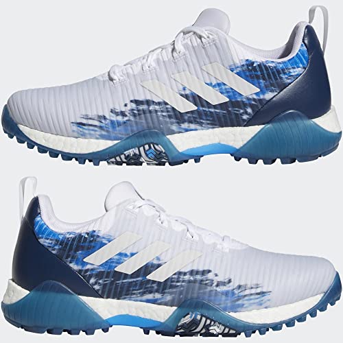 adidas Men's CODECHAOS Spikeless Golf Shoes, Footwear White/Grey One/Crew Navy, 10