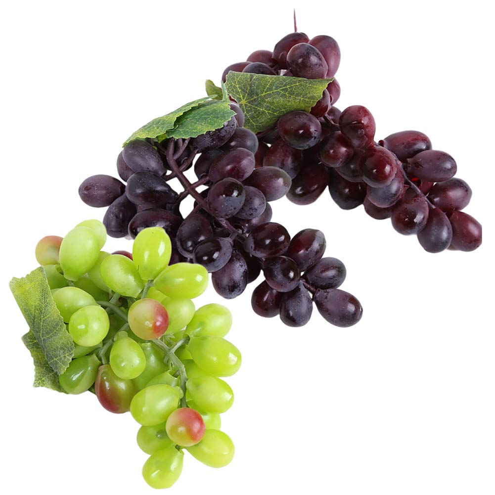 Aland-1 Bunch Fake Grape Artificial Plastic Lifelike Faux Fruit Home Garden Decoration - Purple