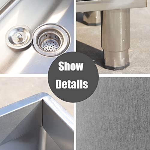 Commercial Stainless Steel Mop Sink Washing Basin, Floor Mount Mop Service Basin Wash Station with Drain Pipe/Strainer, for Restaurant/Business/Garages/Basements,201,450mm