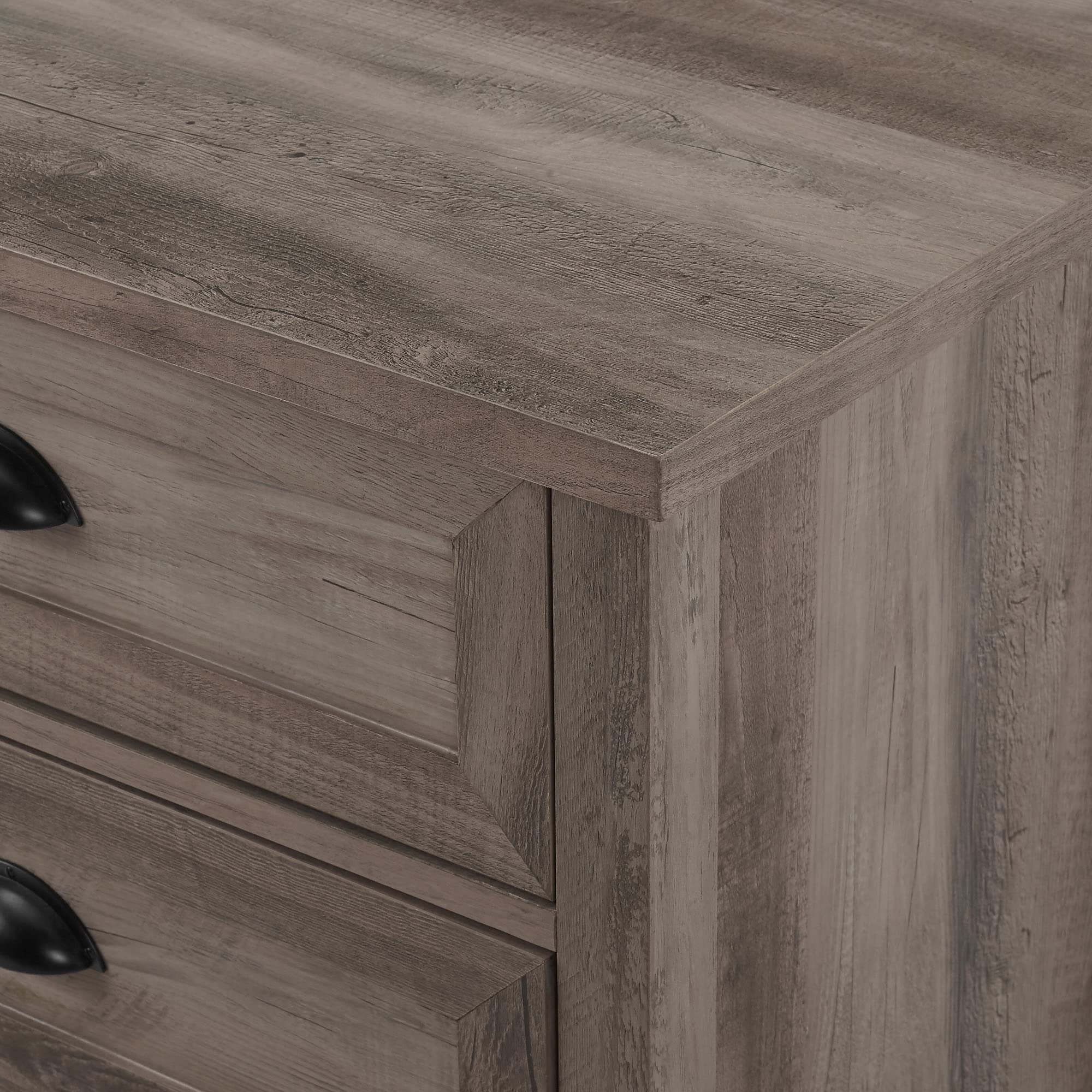 Walker Edison Hazel Modern Farmhouse 3 Drawer Framed Nightstand with Half-Moon Handles, 25 Inch, Grey Wash