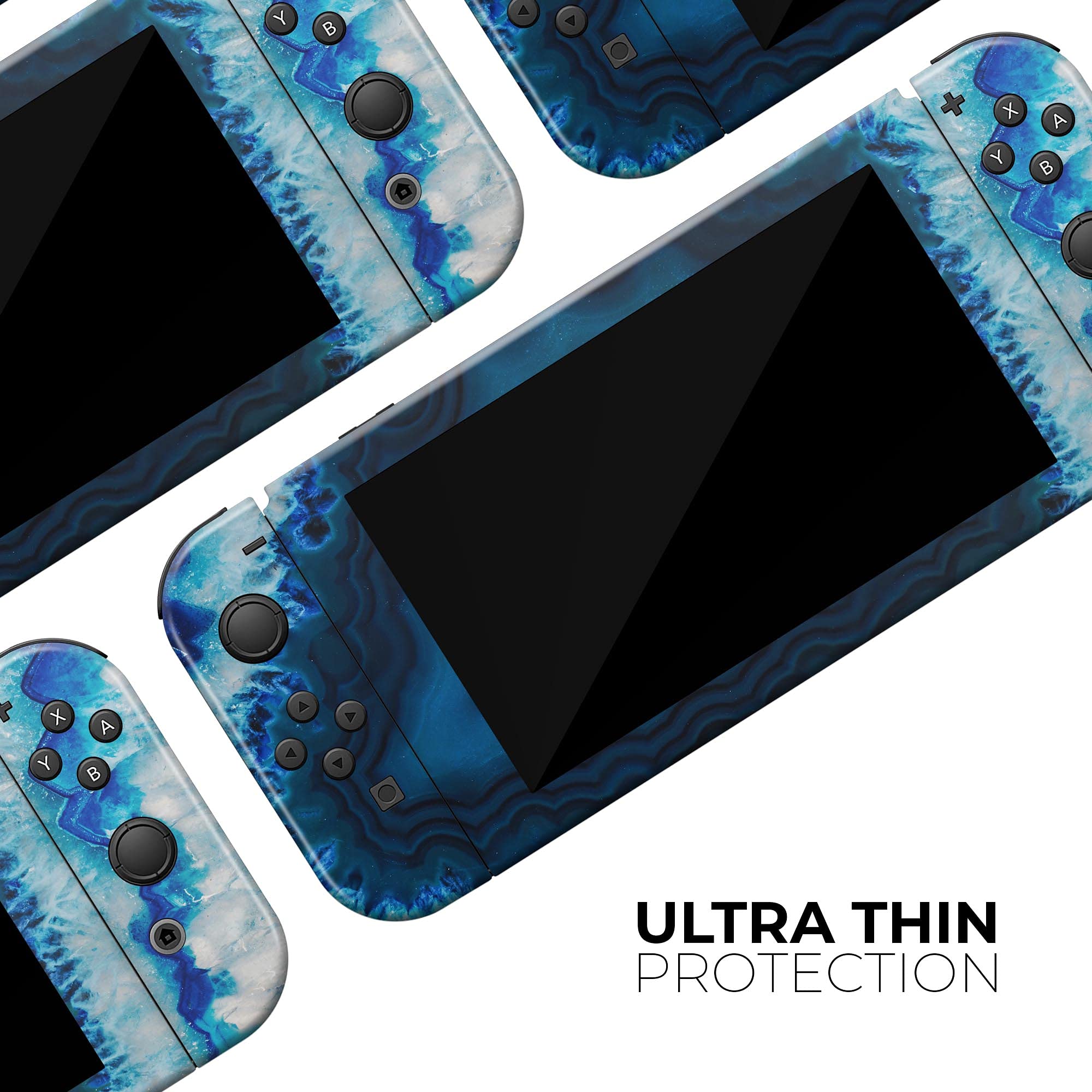 Design Skinz - Compatible with Nintendo Switch OLED Dock Only - Skin Decal Protective Scratch-Resistant Removable Vinyl Wrap Cover - Vivid Blue Agate Crystal
