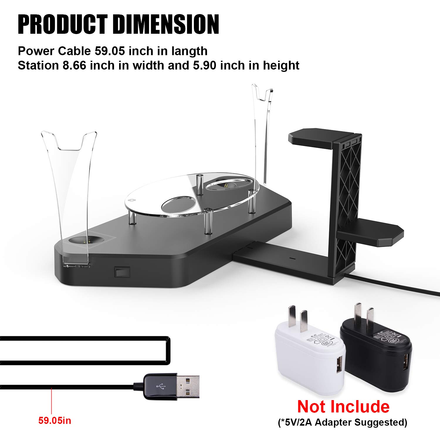 AFAITH Upgraded Charger for HTC Vive Pro or Vive Headset and Controller, Multifunction Contact Charging Station, VR Stand Holder Support Firmware Upgrade