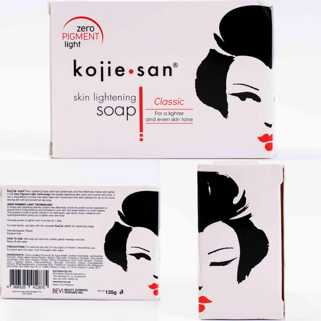 Kojie San Skin and Body Soap β Original Kojic Acid, Dark Spot Remover Soap Bar with Coconut & Tea Tree Oil β 135g x 1 Bar